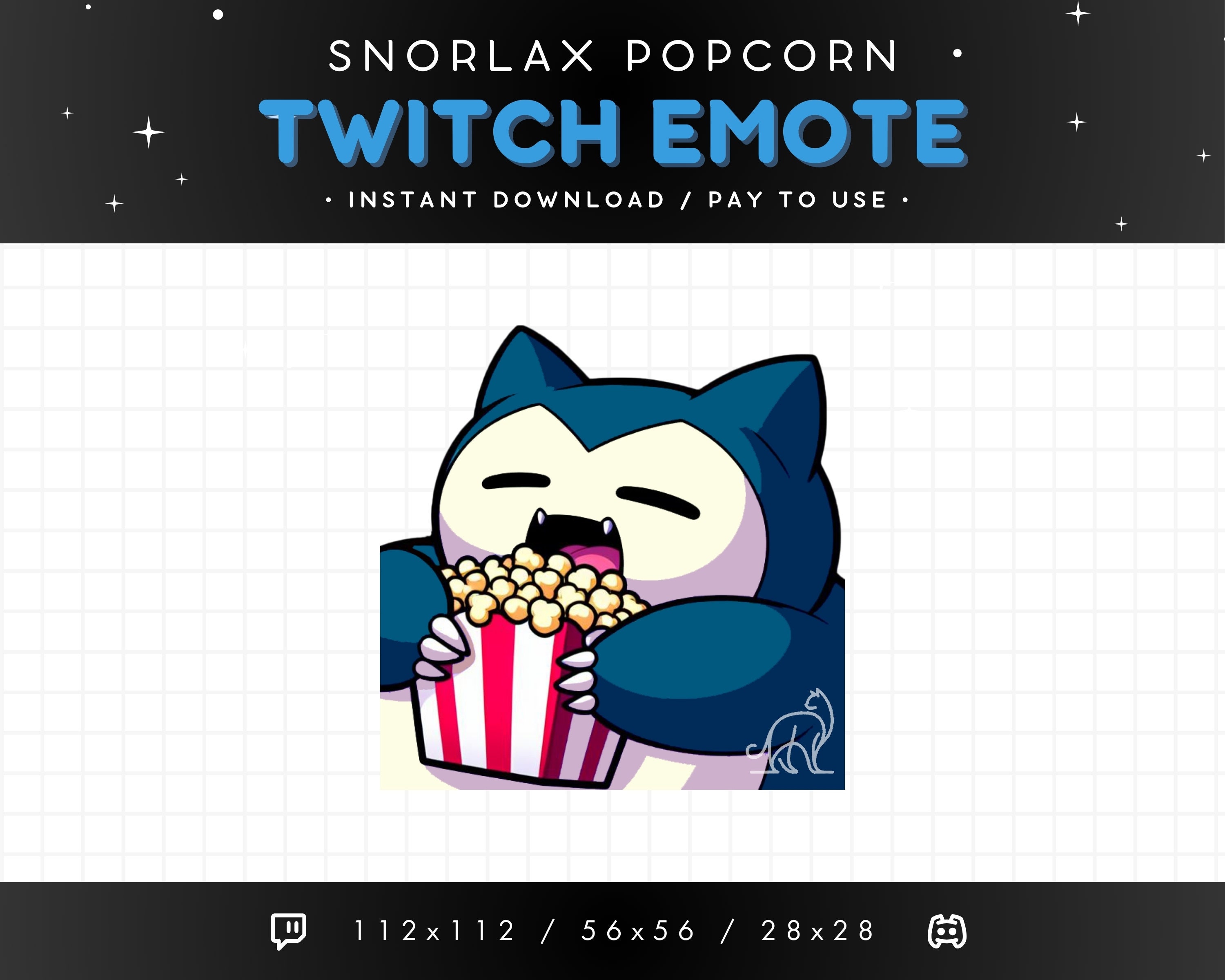 Cute Snorlax Twitch Emote Popcorn Snorlax Pokemon Emote, Gaming ...