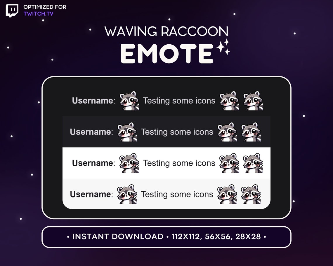 Raccoon Twitch Emote - Waving Discord Emoji, Hello, Welcome, Hi - Etsy
