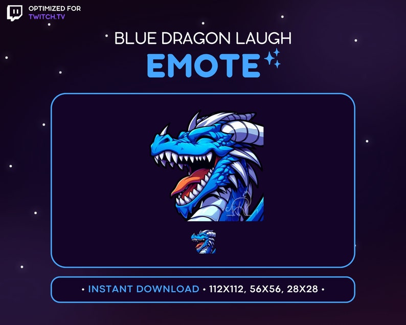 Cool Blue Dragon Twitch Emote Laughing Dragon Emote, Dragon Discord ...
