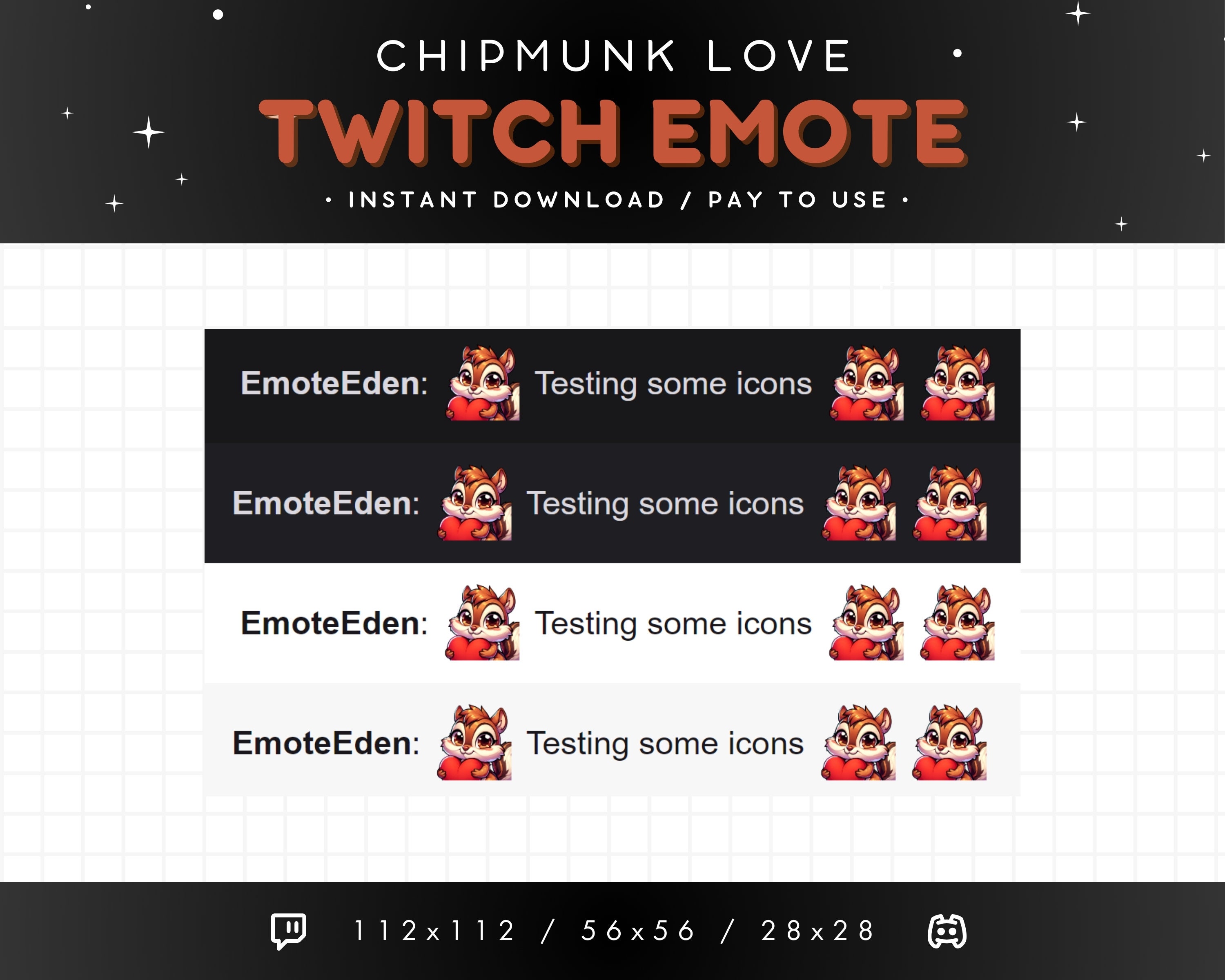 Cute Chipmunk Twitch Emote Love Heart Chipmunk Emote, Chipmunk Discord Emote, Gaming, Streaming ...