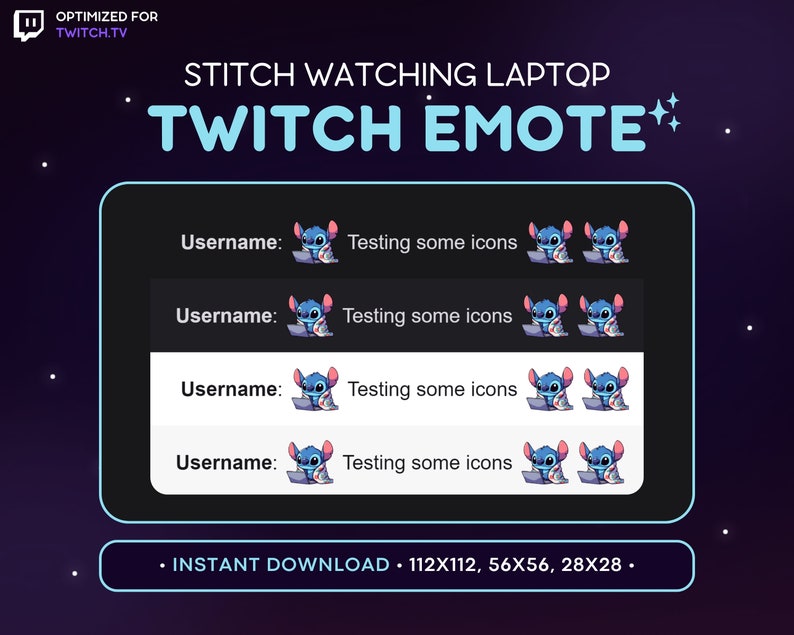 Stitch Twitch Emote Laptop Lurk Comfy Stitch Discord Emote, Stitch ...