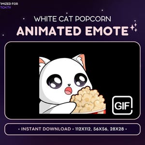 ANIMATED White Cat Popcorn Emote - Cute Animated Cat Discord Emote ...