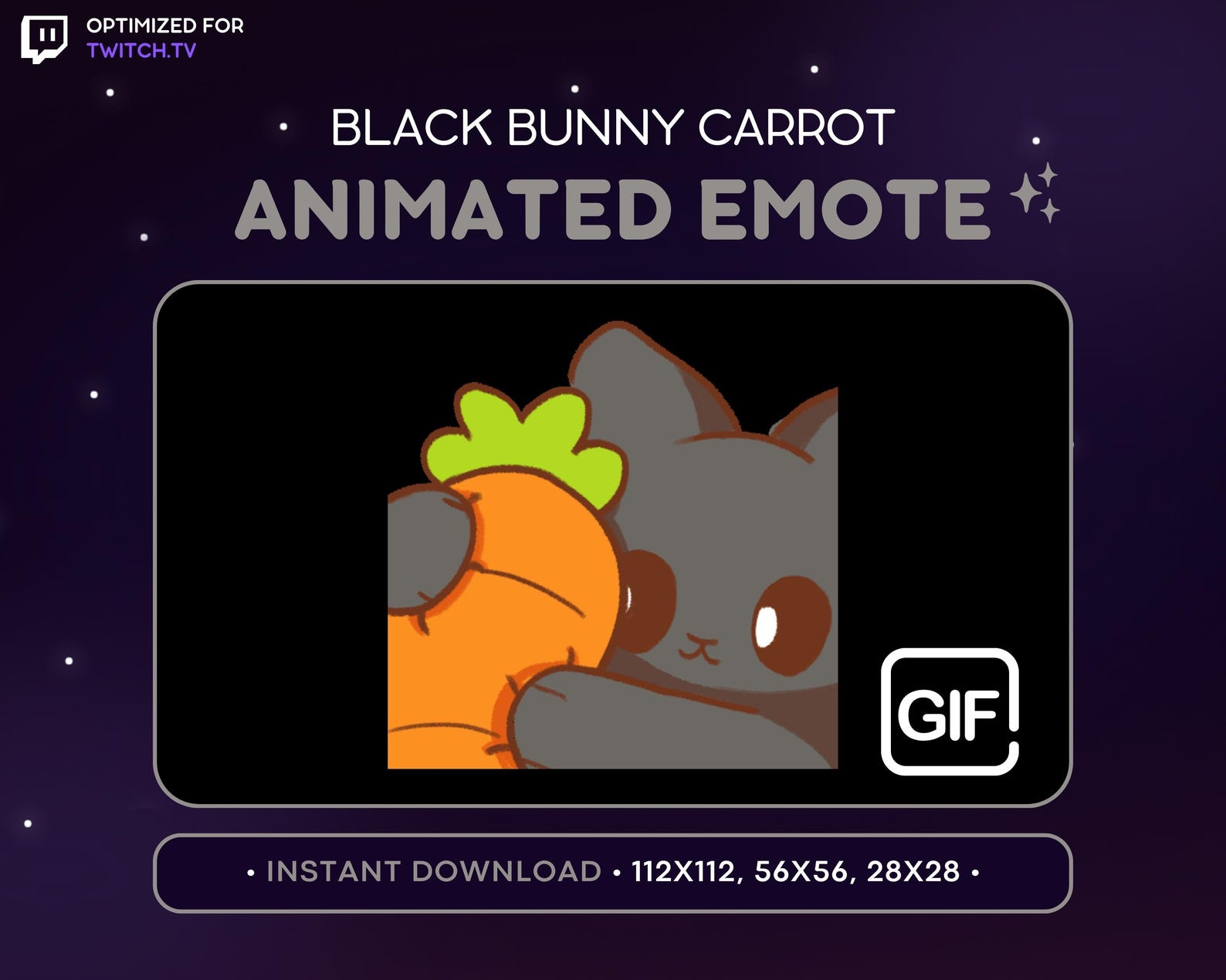 ANIMATED Black Bunny Carrot Emote - Cute Animated Bunny Discord Emote ...