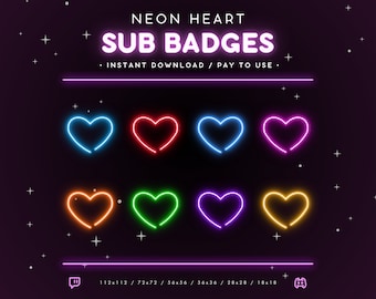 Neon Star Sub Badges - Neon Twitch Sub Badges, Channel Point Icon ...