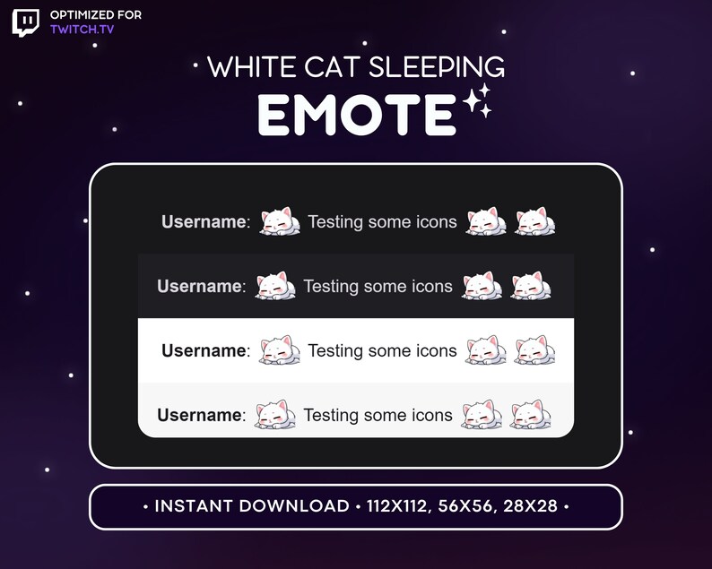 Cute Cat Twitch Emote Sleeping Resting White Cat Emote, Cat Discord ...