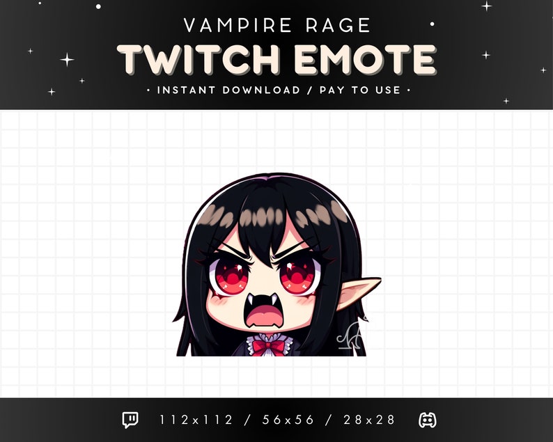 Vampire Girl Twitch Emote Evil Vampire Girl, Kawaii Anime Emote, Gamer ...