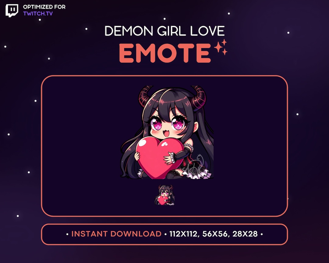 Cute Demon Girl Twitch Emote, Evil Hell Girl, Kawaii Anime Emote, Gamer ...