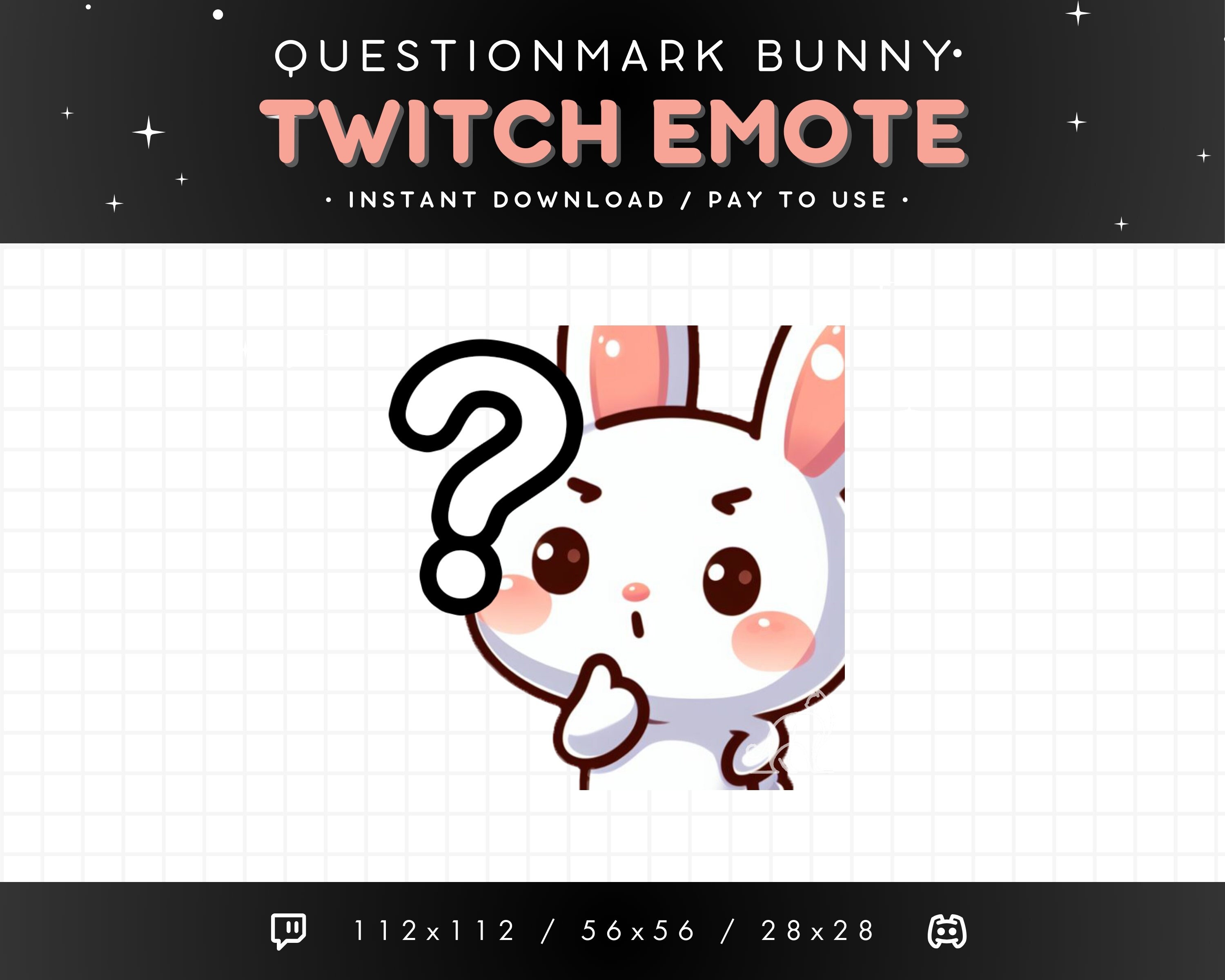 Cute Bunny Twitch Emote Question Mark Bunny Emote, Bunny Discord Emote ...