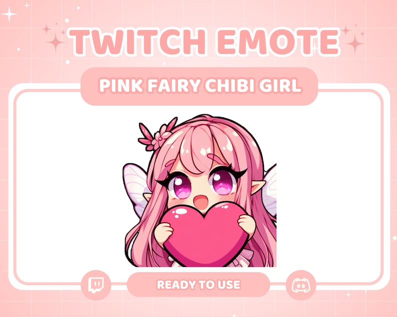 Pink Fairy Girl Twitch Emote, Magical Chibi Girl, Kawaii Anime Emote ...
