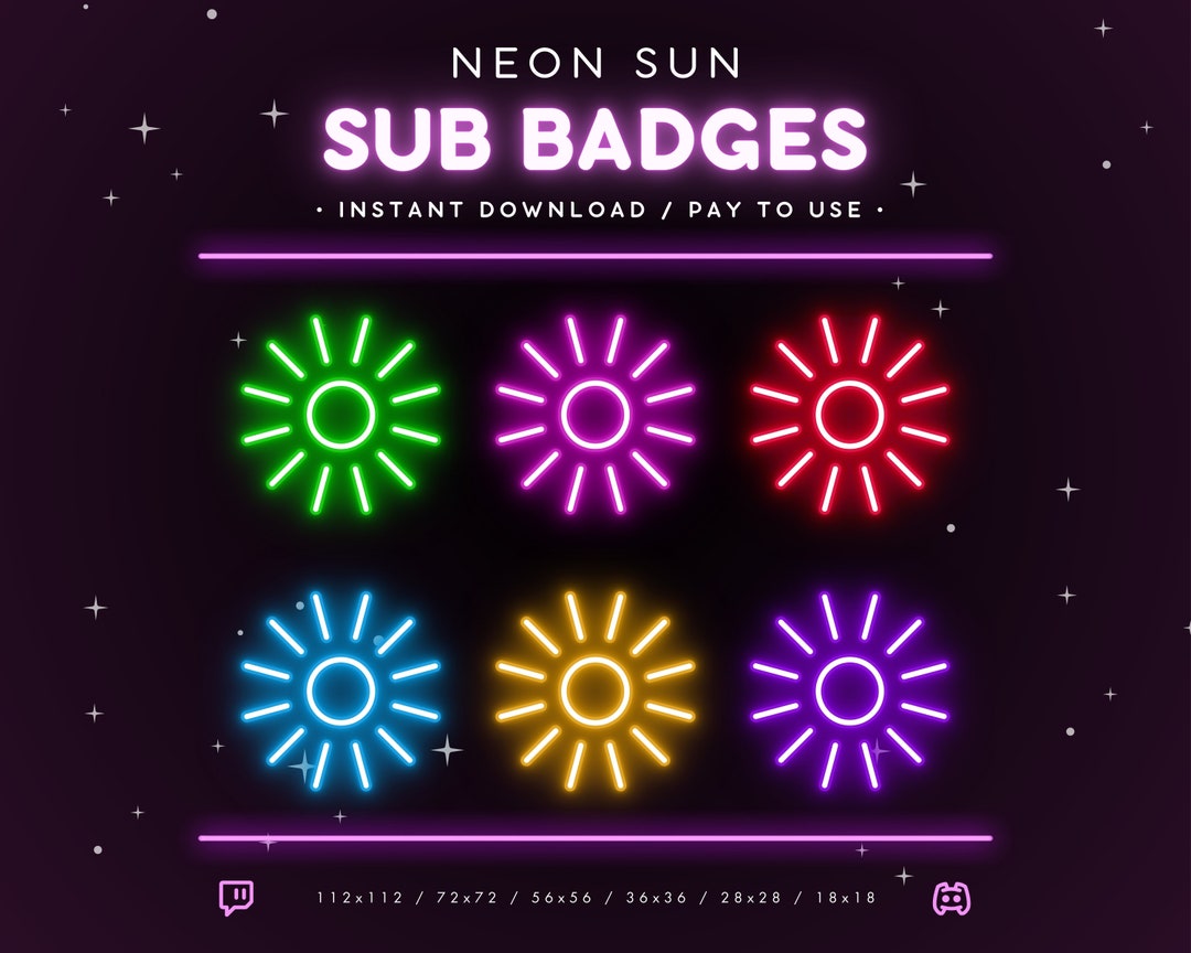 Neon Star Sub Badges - Neon Twitch Sub Badges, Channel Point Icon ...