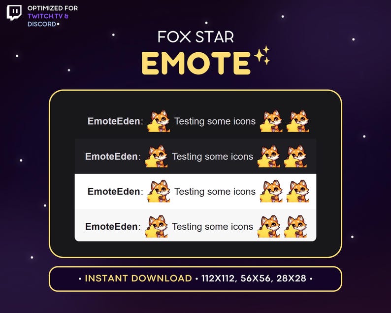 Fox Twitch Emote - MVP, Hugging a Star, Shiny, Proud, Discord Server ...