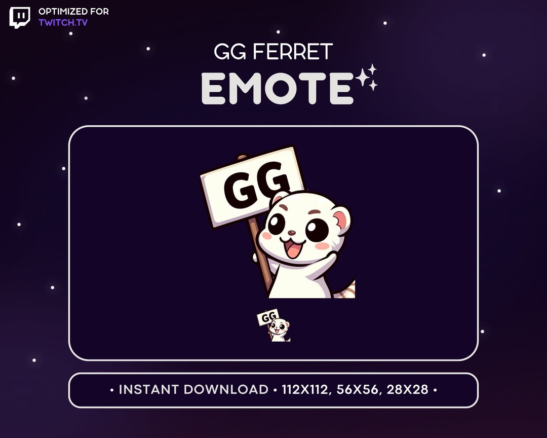 Comfy Ferret Twitch Emote GG Sign Cute Ferret Twitch Emote, Ferret ...