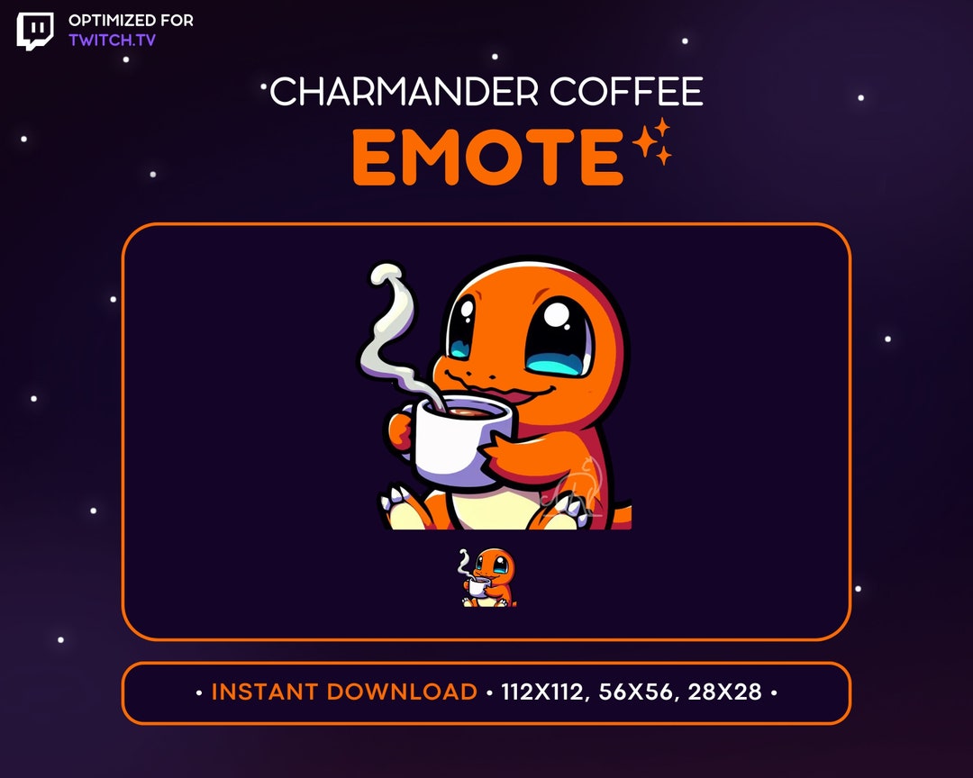 Cute Charmander Twitch Emote Coffee Charmander Pokemon Emote, Gaming, Streaming Assets ...