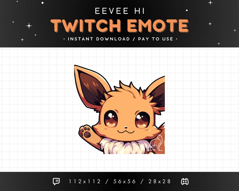 Cute Eevee Twitch Emote Wave Pokemon Eevee Emote, Gaming, Streaming Assets, Eevee Discord Emote ...
