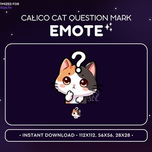 Cute Calico Cat Twitch Emote - Question Mark Cat Emote, Cat Discord ...