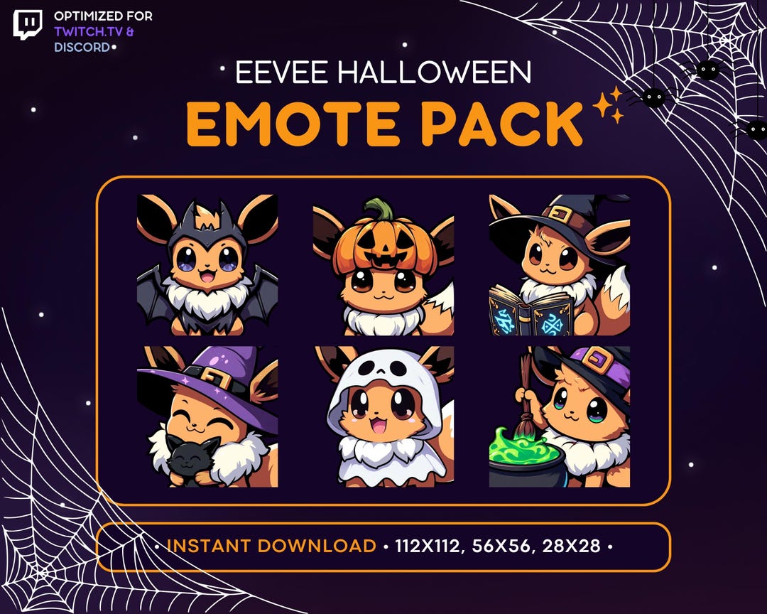 Halloween Eevee Twitch Emote Pack - Eevee Pokemon Halloween Emote ...