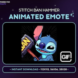 Stitch Ban Hammer Animated Twitch Emote - Stitch Discord Emote, Stitch ...
