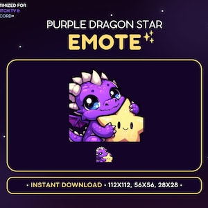 Purple Dragon Twitch Emote - MVP, Hugging a Star, Shiny, Proud, Discord ...