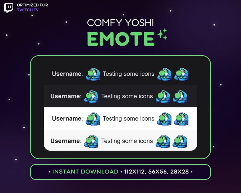 Yoshi Twitch Emote - Comfy Discord Emoji, Smash Bros, Mario, Sticker - Etsy