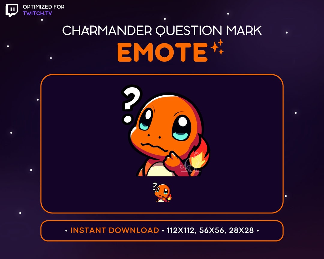 Cute Charmander Twitch Emote - Question Mark Charmander Pokemon Emote ...