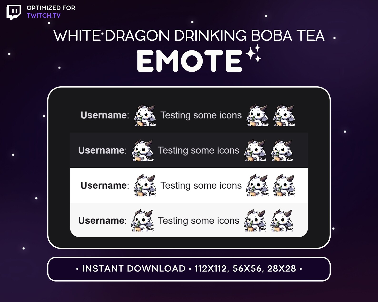 White Dragon Twitch Emote Boba Tea - Bubble Tea Dragon Emote, Dragon ...