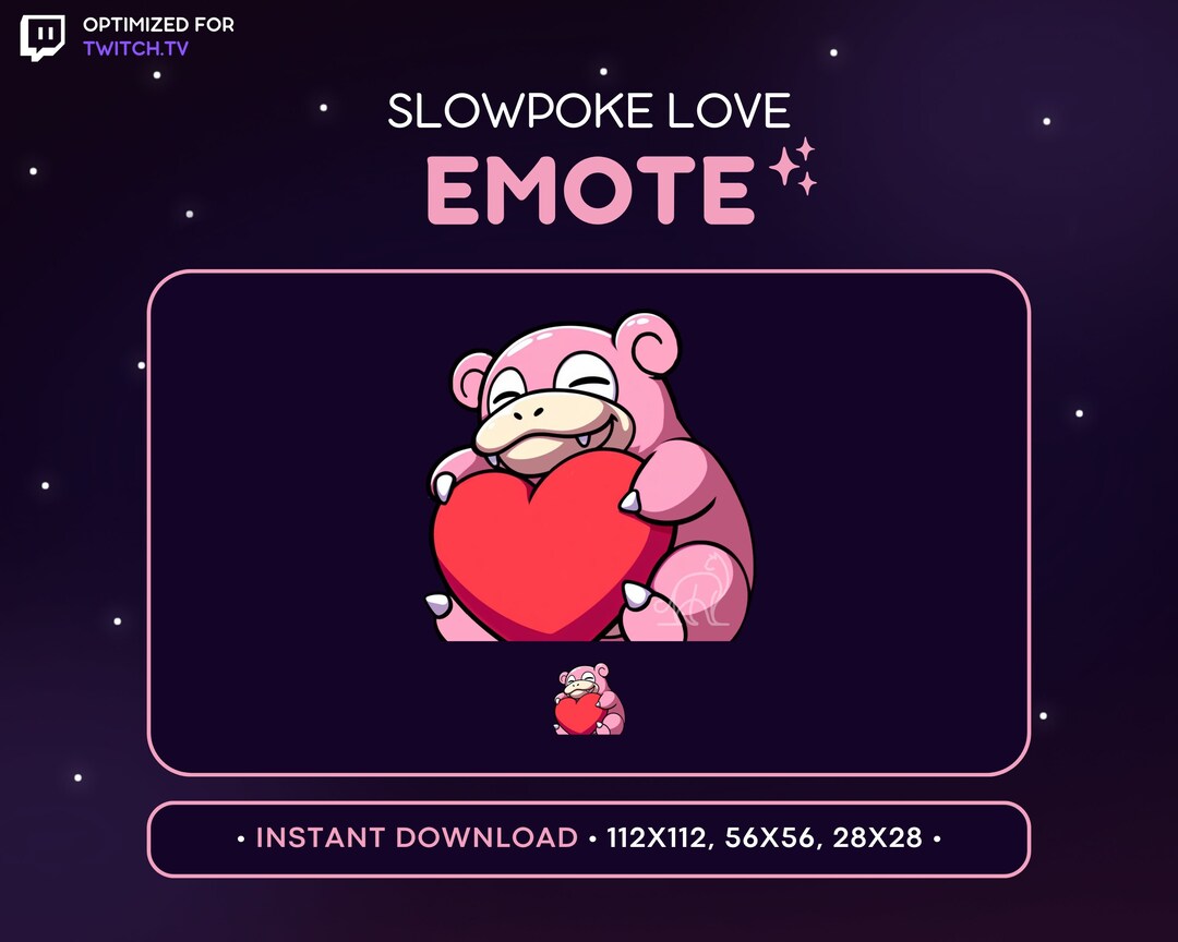 Slowpoke Twitch Emote - Love Slowpoke Pokemon Emote, Gaming, Streaming ...