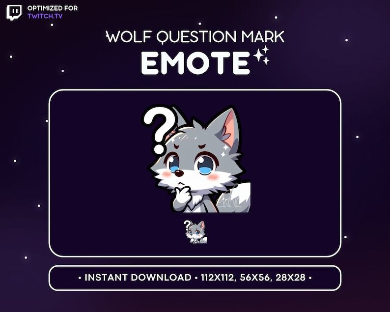 Wolf Twitch Emote - Question Mark Discord Emoji, Confused, Thinking - Etsy