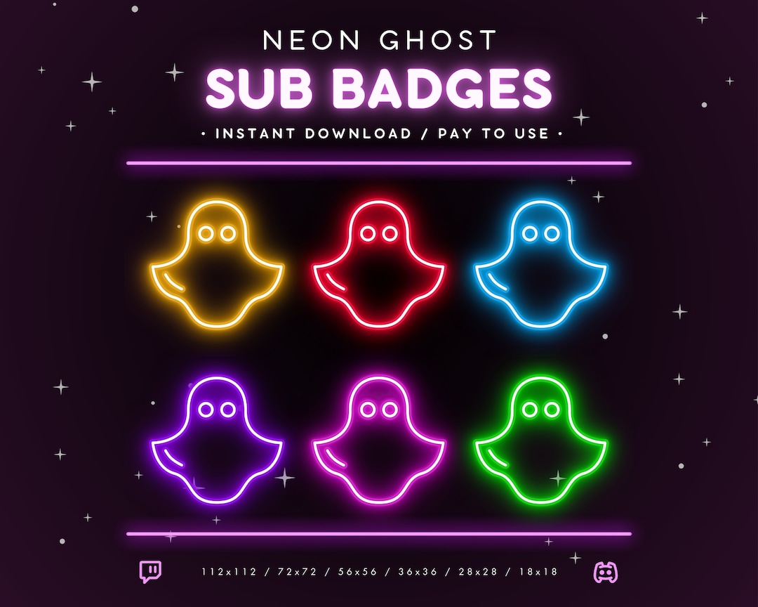 Neon Ghost Sub Badges - Neon Twitch Sub Badges, Channel Point Icon ...