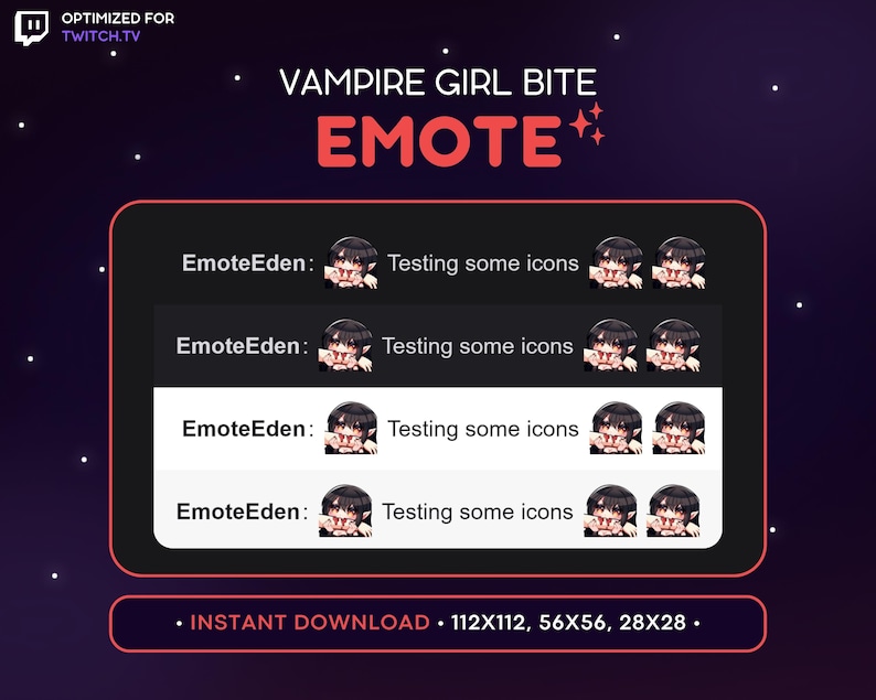 Vampire Girl Twitch Emote - Biting Arm, Evil Vampire Girl, Kawaii Anime ...