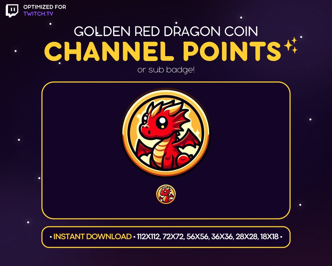 Red Dragon Coin Twitch Channel Point Icon, Sub Badge, Emote - Dragon ...
