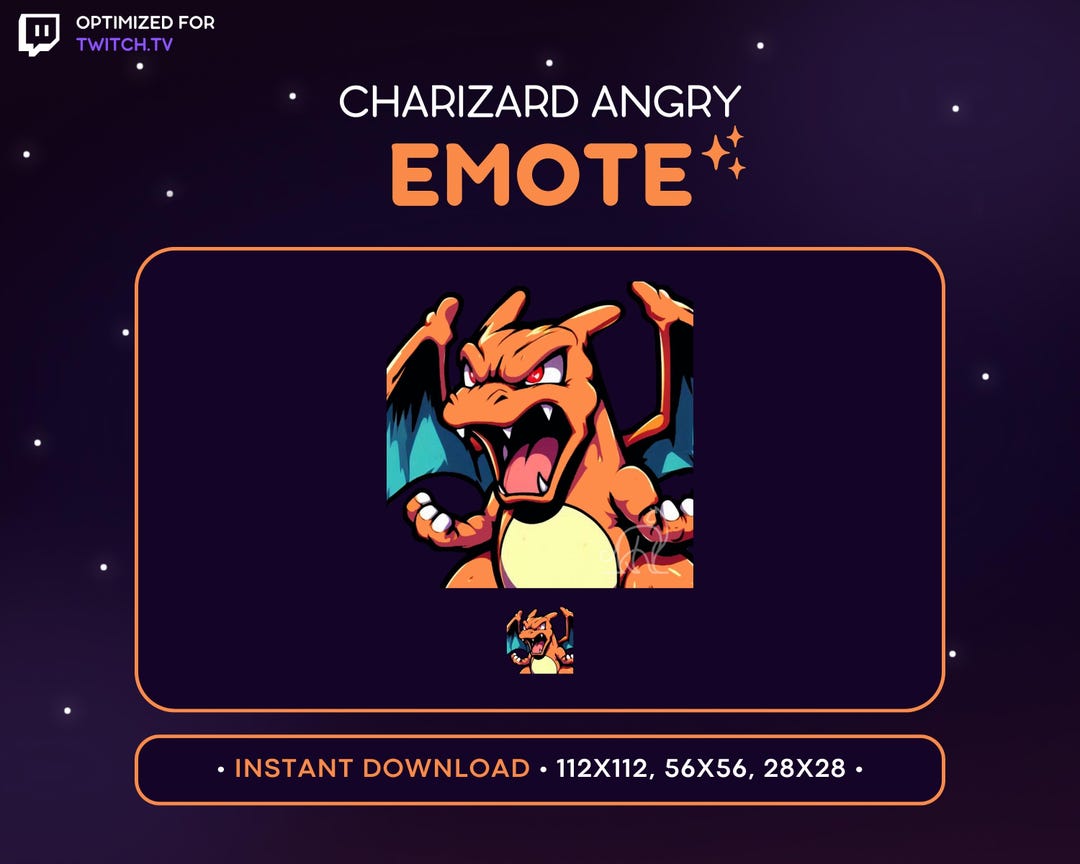 Charizard Twitch Emote - Angry Charizard Pokemon, Discord Server Emote ...
