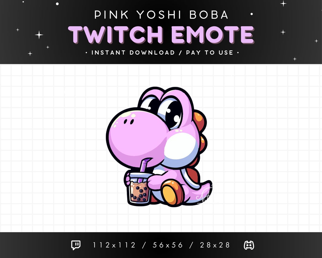 Cute Pink Yoshi Twitch Emote Boba Tea Yoshi Emote, Yoshi Discord Emote ...