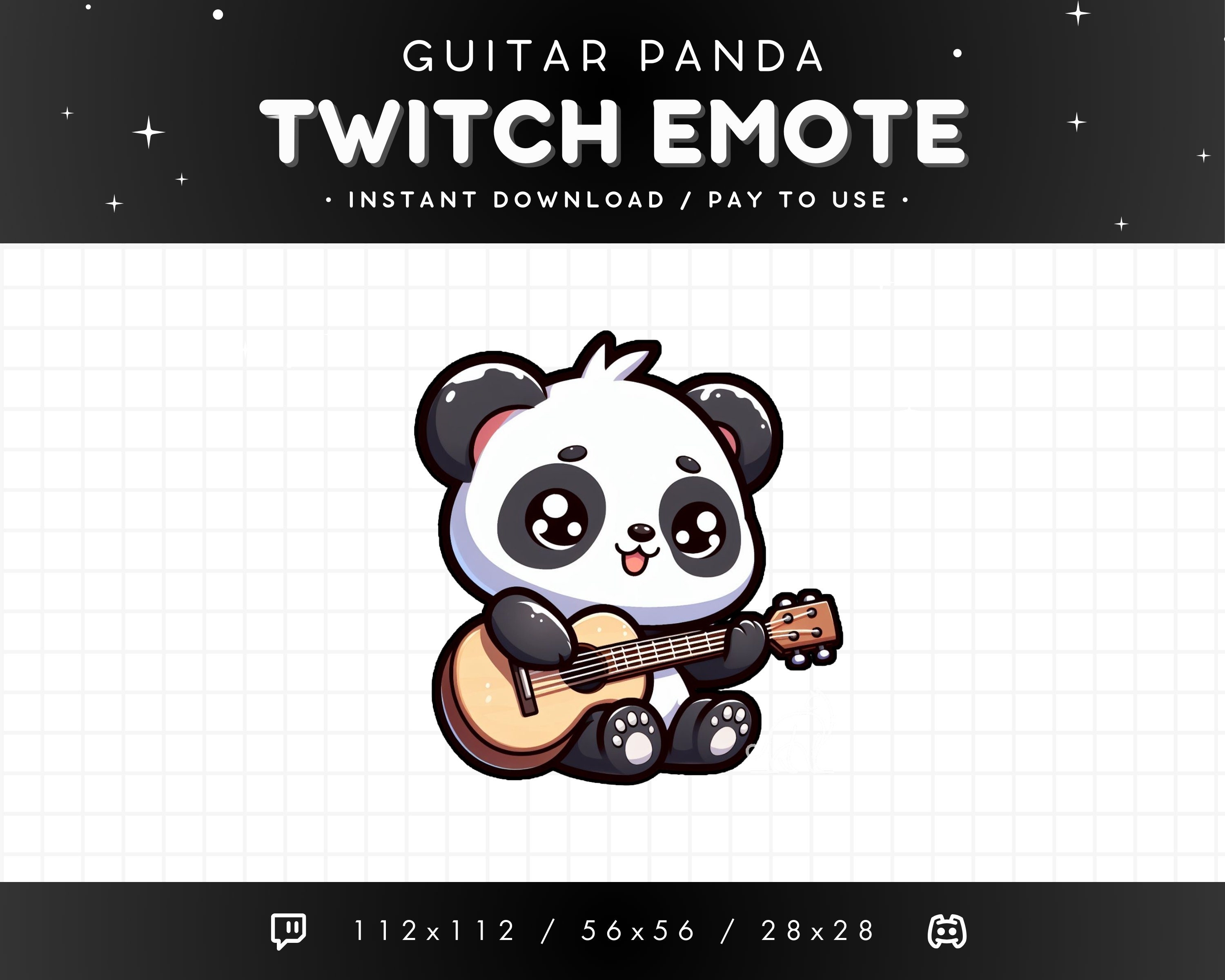 Cute Panda Twitch Emote Guitar Panda Emote, Panda Discord Emote, Gaming ...