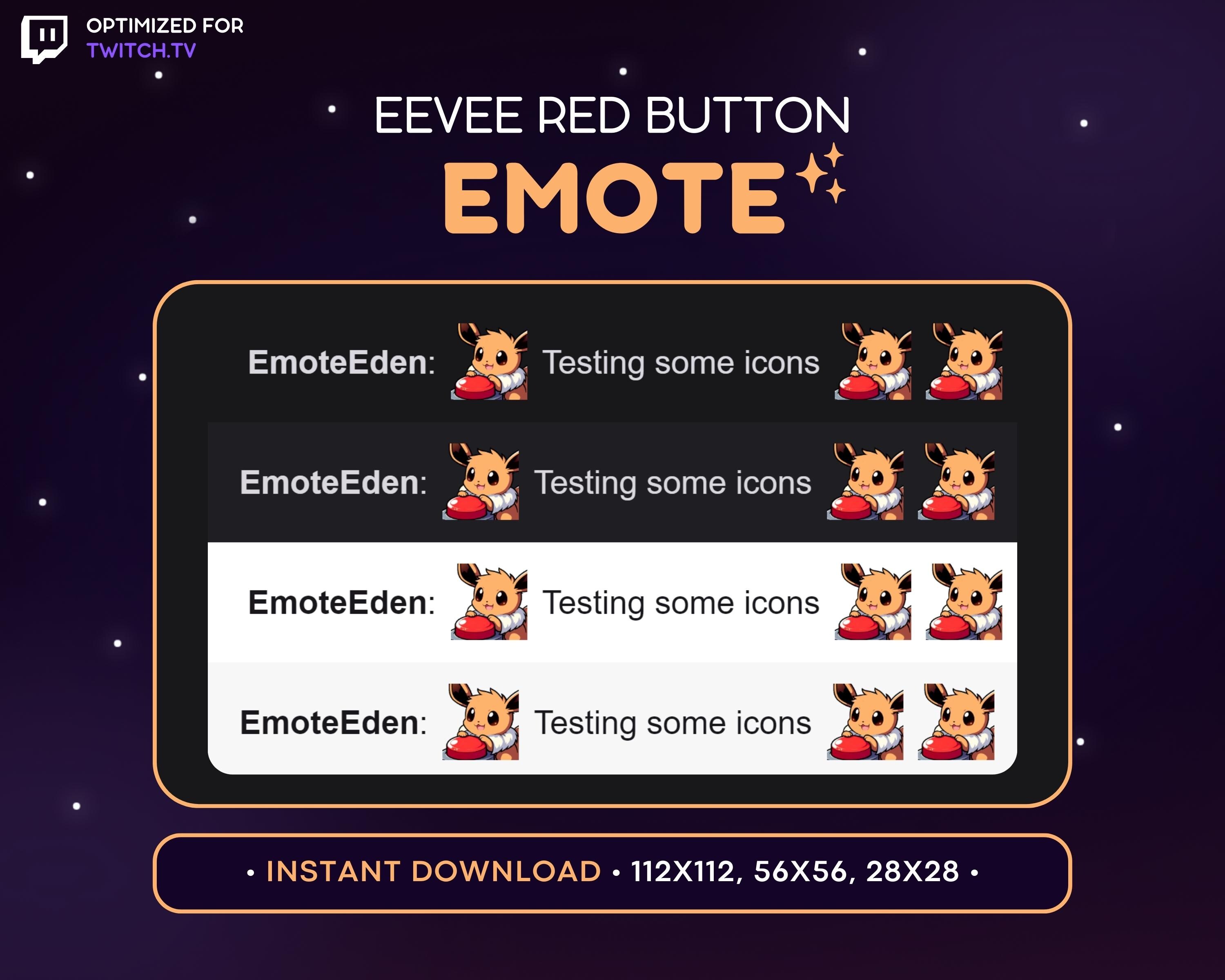 Eevee Twitch Emote - Red Button Pokemon Discord Emoji Sticker, Danger ...