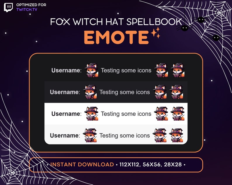 Cute Witch Hat Fox Twitch Emote Witch Fox Spell Book Emote, Fox Discord Emote, Streaming, Emoji ...