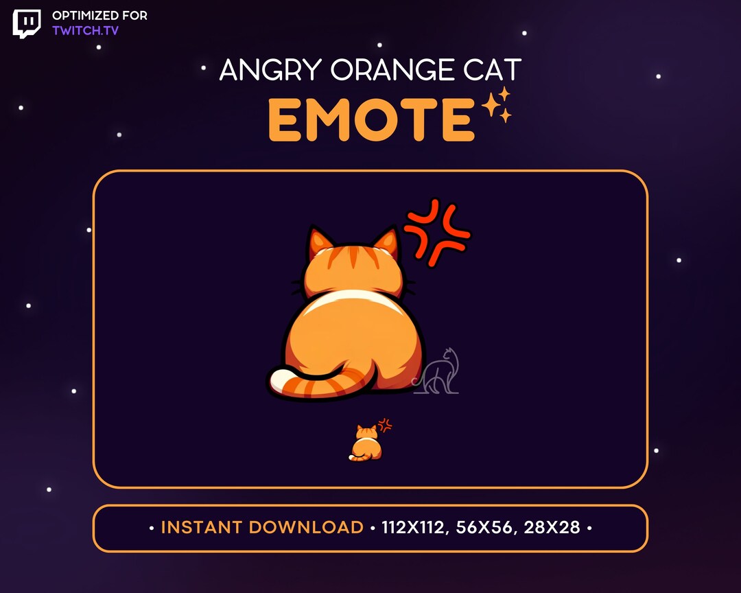Mad Orange Cat Twitch Emote - Angy Cat Discord Emote, Cat Streaming ...