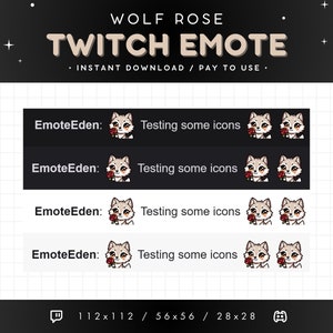 Cute Wolf Twitch Emote Holding Flower Wolf Emote, Wolf Discord Emote ...
