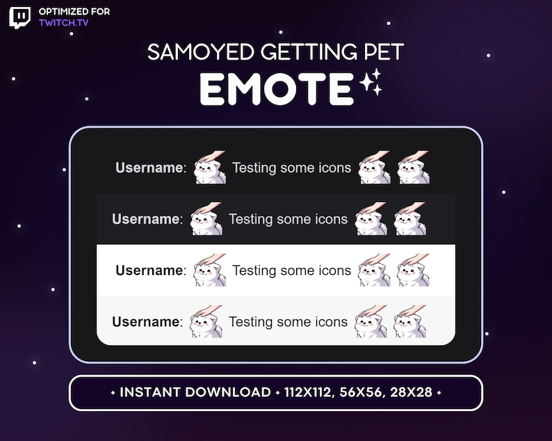 Cute Samoyed Twitch Emote - Head Pat White Dog Emote, Discord Emoji ...
