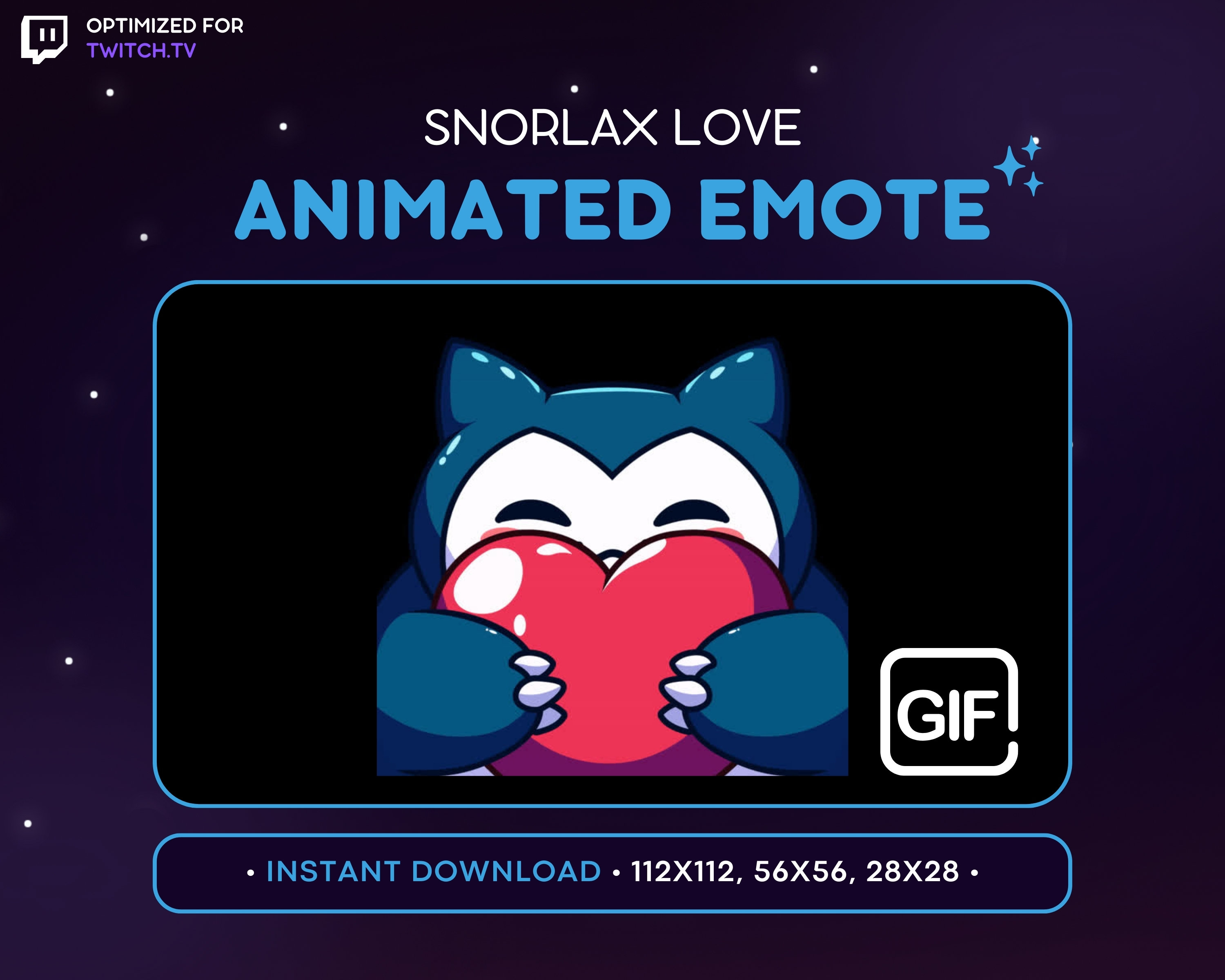 Cute Snorlax Animated Twitch Emote - Love Snorlax Pokemon Emote, Gaming ...
