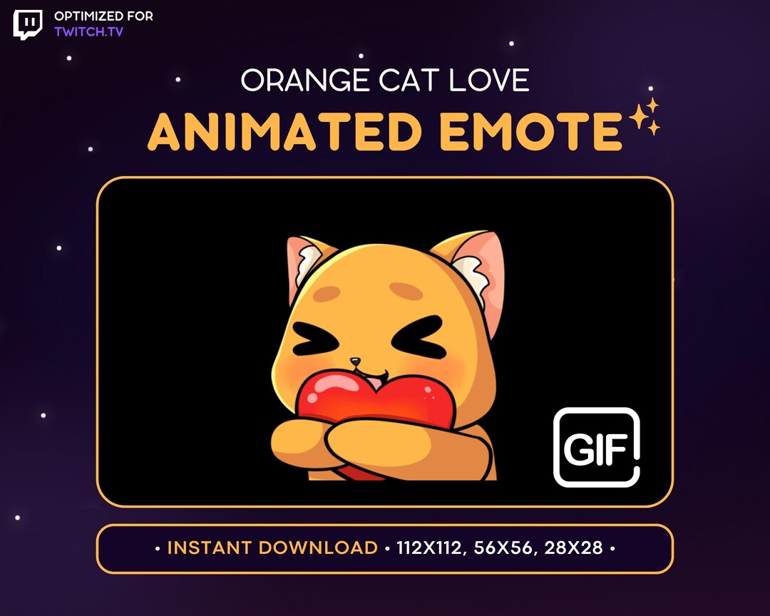 ANIMATED Orange Cat Love Emote - Cute Animated Cat Discord Emote ...