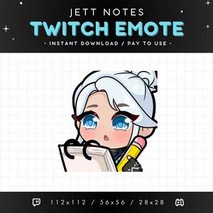 Valorant Jett Twitch Emote Taking Notes Jett Discord Emote, Jett ...