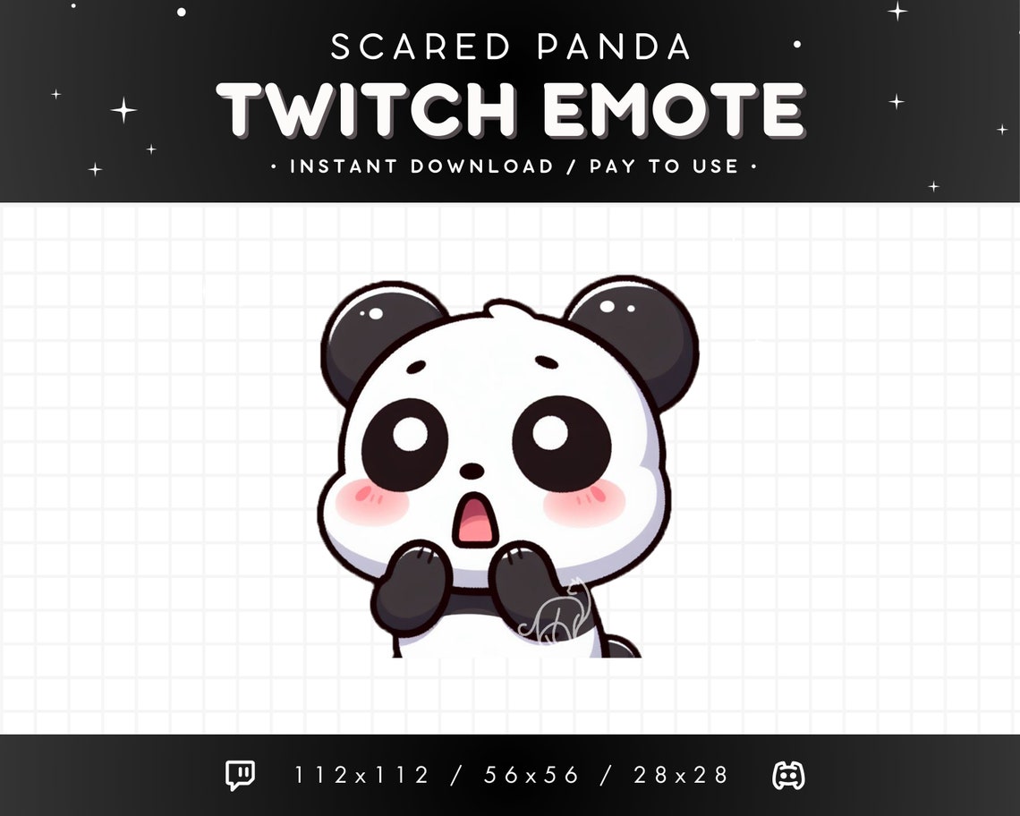Panda Twitch Emote - Scared Discord Emoji, Shocked, Surprised, Amazed ...
