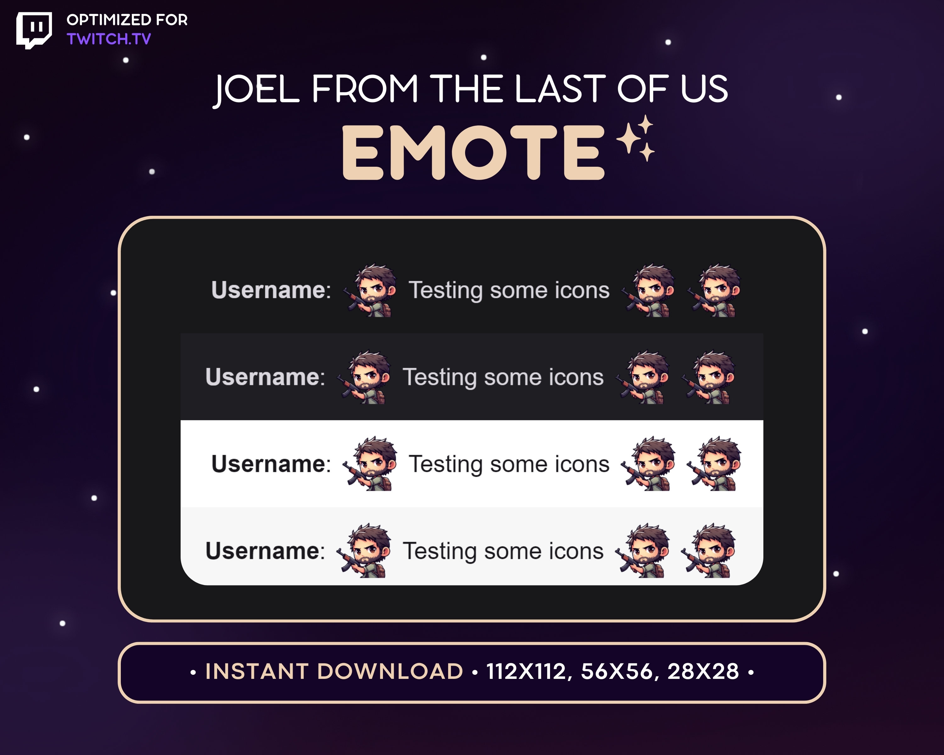 Joel Twitch Emote - the Last of Us Emote, Male, Video Game, Ellie and ...