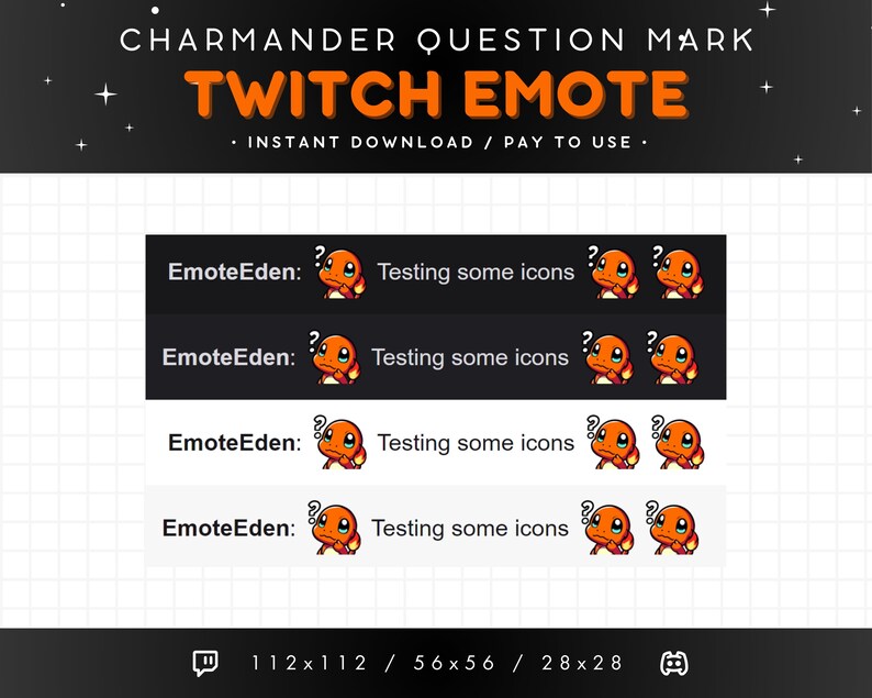 Cute Charmander Twitch Emote Question Mark Charmander Pokemon Emote ...