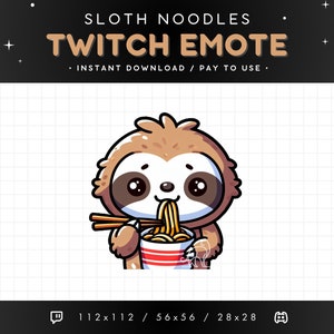 Cute Sloth Twitch Emote Noodles - Sloth Emote, Sloth Discord Emote ...