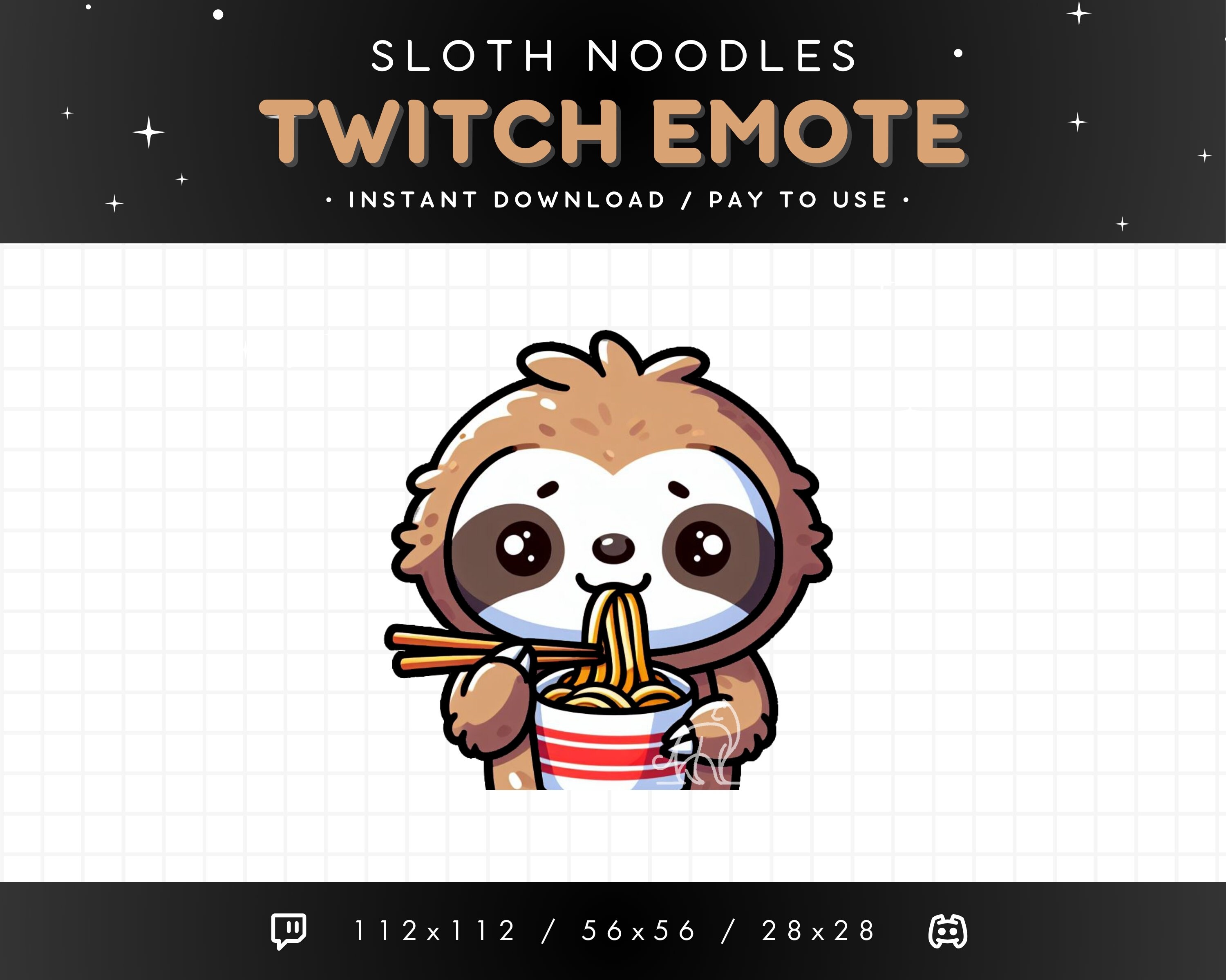 Cute Sloth Twitch Emote Noodles Sloth Emote, Sloth Discord Emote ...