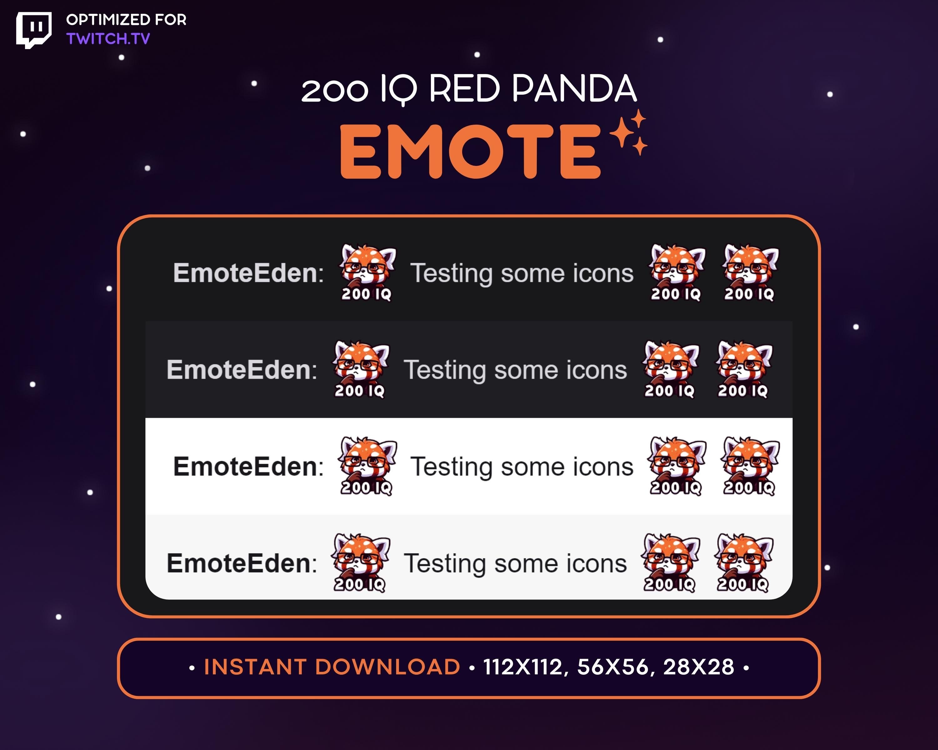 Red Panda Twitch Emote - 200 IQ, Smart, Geek, Nerd, Glasses, Discord ...
