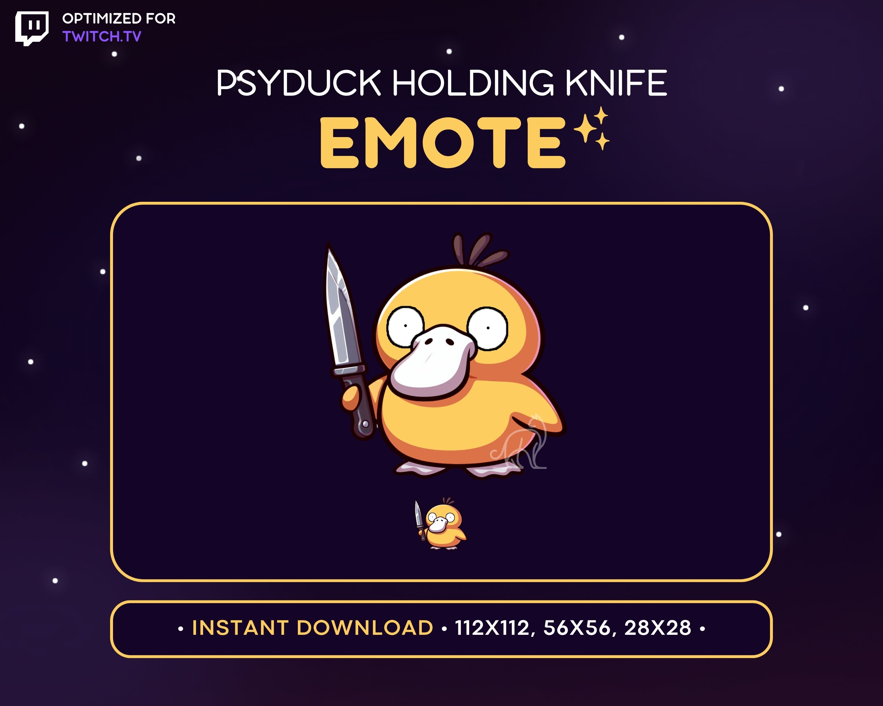 Psyduck Twitch Emote - Knife Psyduck Pokemon Emote, Gaming, Streaming ...