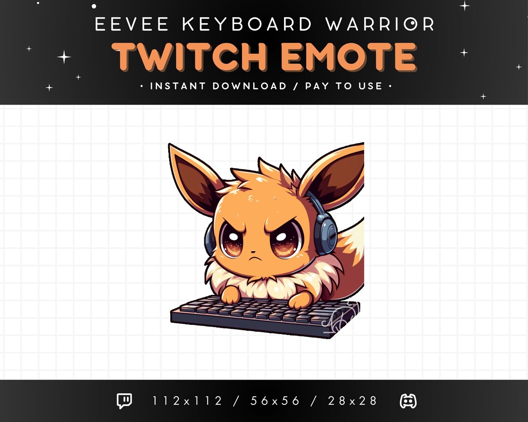 Cute Eevee Twitch Emote Keyboard Warrior Pokemon Eevee Emote, Gaming ...