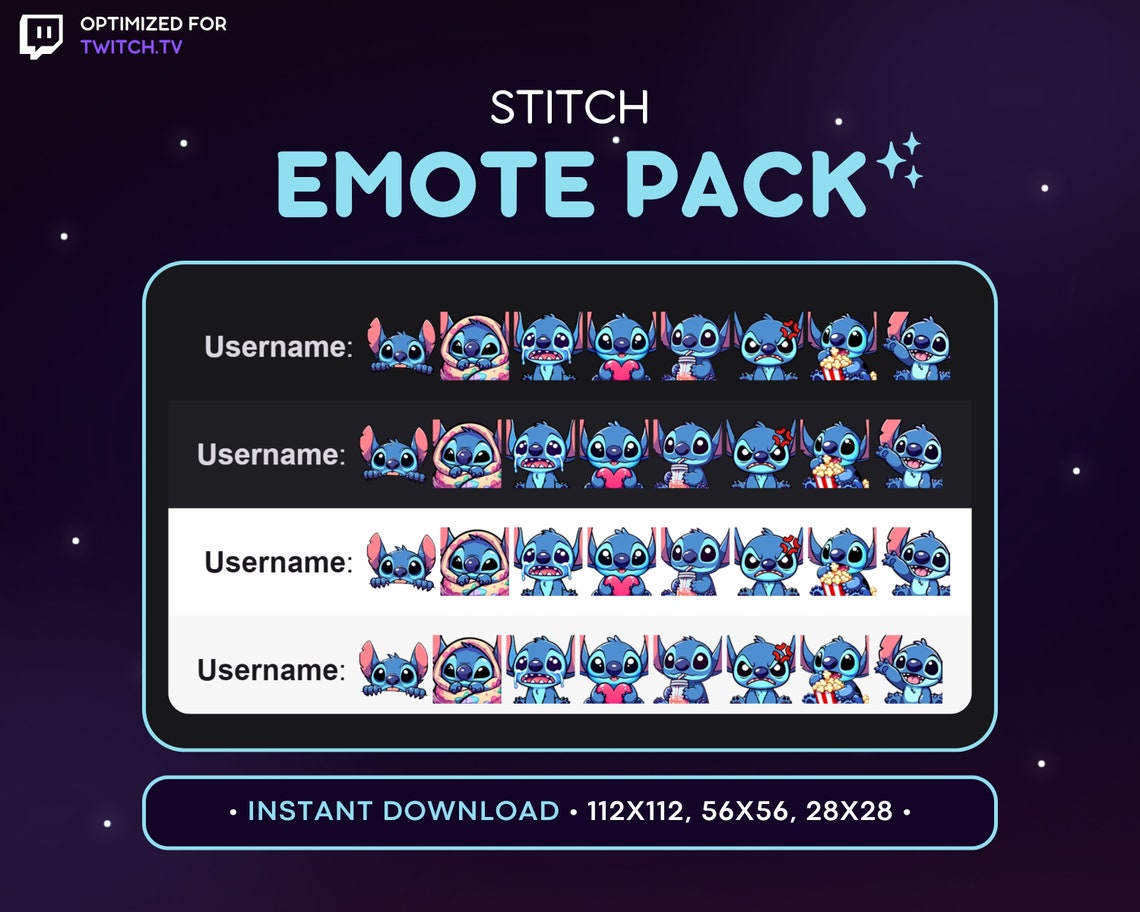 Stitch Twitch Emote Pack 8x - Stitch Discord Emote, Stitch Streaming ...